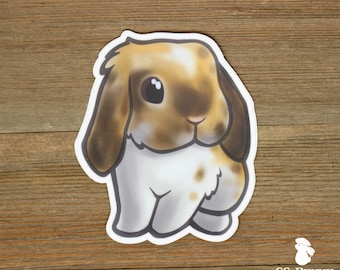 Broken Chocolate Tort Lop Rabbit Sticker Printed Chibi Bunny - Etsy