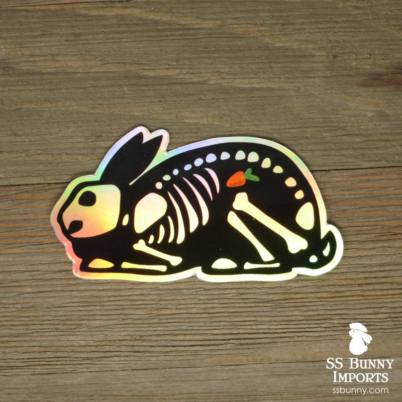 Holographic X-ray Rabbit Sticker With Carrot Bunny Skeleton - Etsy