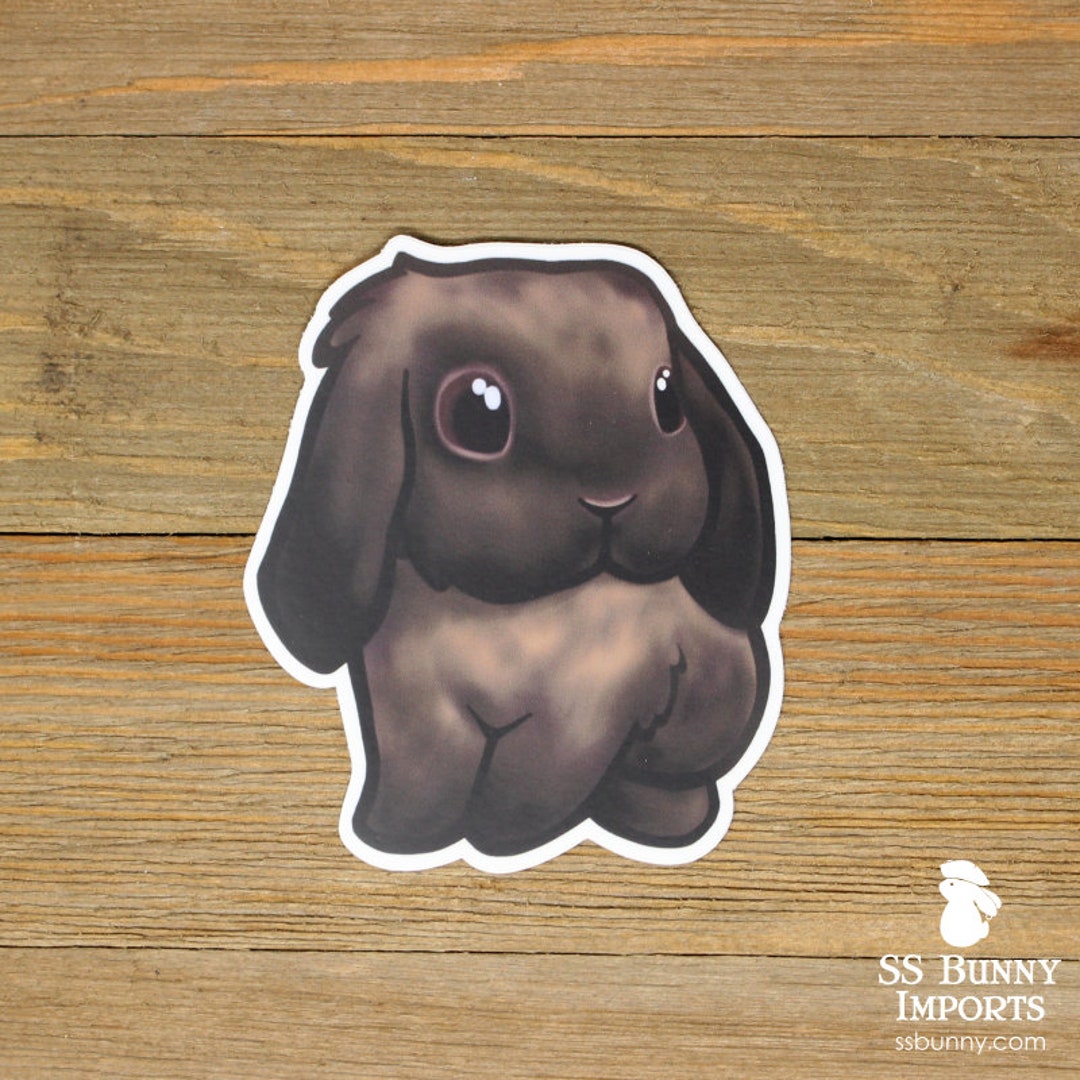 Black Tort Lop Rabbit Sticker; Lop Rabbit Bumper Sticker, Lop Bunny ...