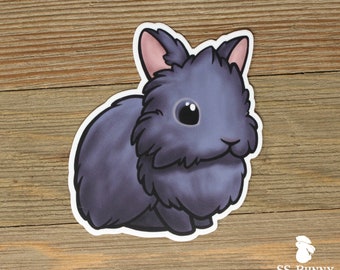 Black Tort Lionhead Rabbit Sticker Cute Lionhead Bunny | Etsy