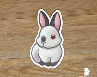Blue-eyed White Rabbit Sticker Chibi Printed Vinyl BEW Bunny | Etsy