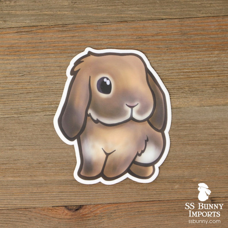 Lilac Agouti Lop Rabbit Sticker Printed Chibi Bunny Vinyl | Etsy