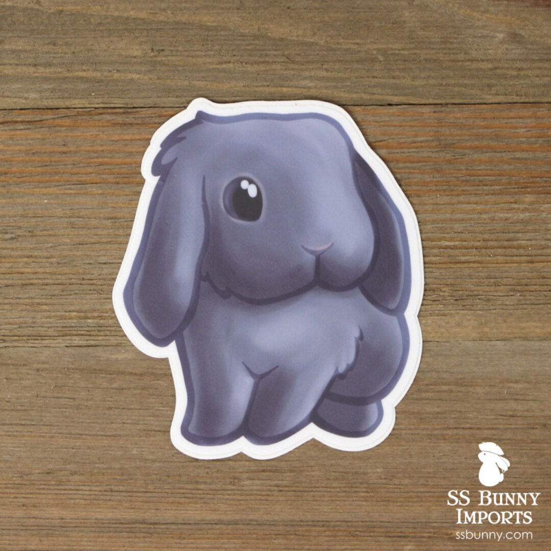 Blue Lop Bunny Sticker; Printed Chibi Rabbit Vinyl Sticker, Waterproof ...