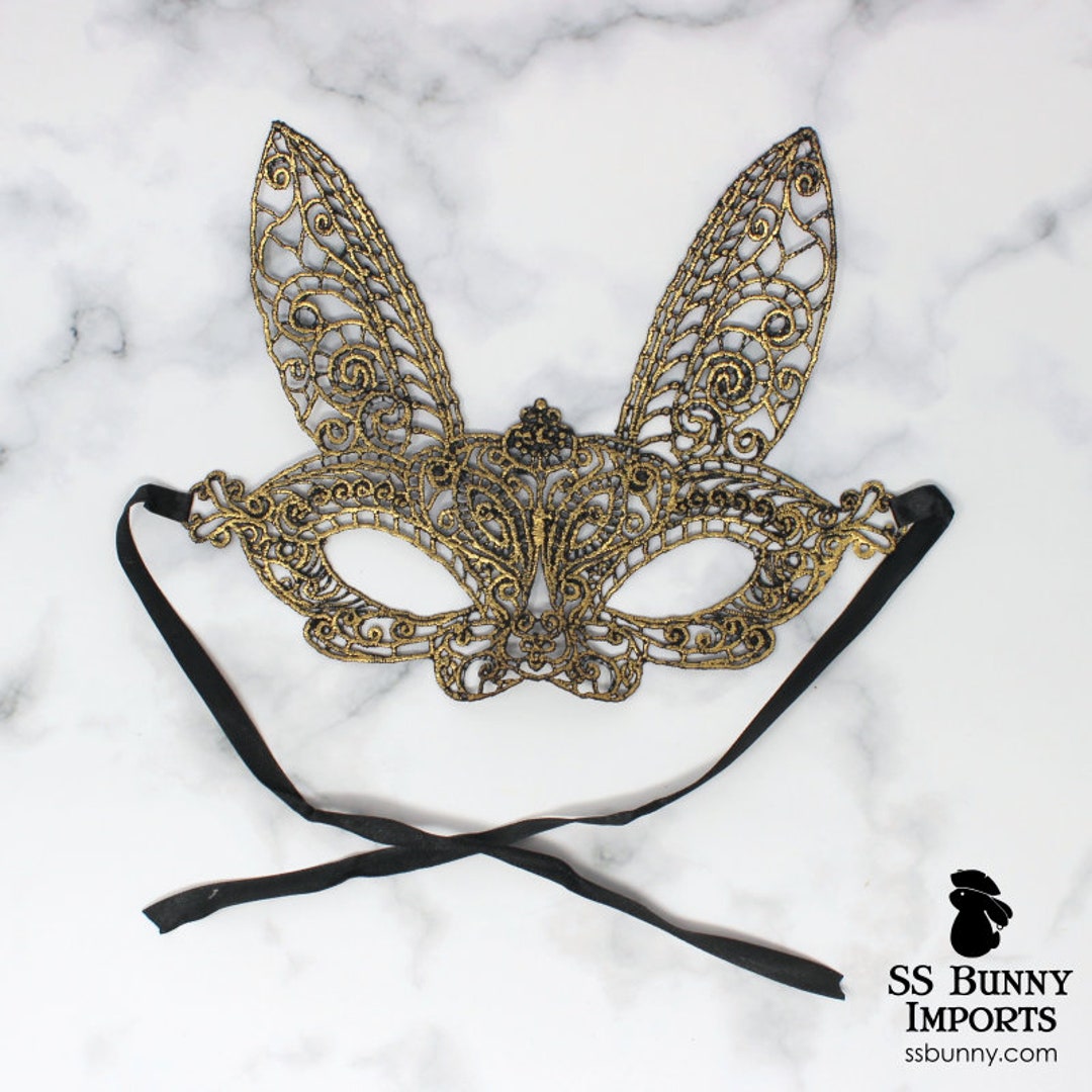 Gold Lace Bunny Masquerade Mask; Halloween Bunny Costume, Friends ...