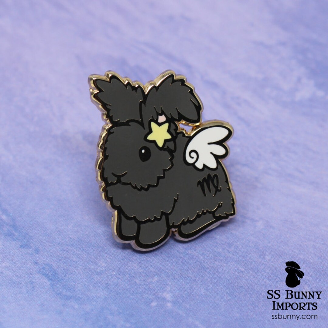 Virgo Bunny Horoscope Hard Enamel Pin - Angora Lapel Pin, Zodiac Rabbit ...