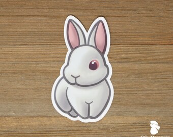 Blue-eyed White Rabbit Sticker Chibi Printed Vinyl BEW Bunny | Etsy