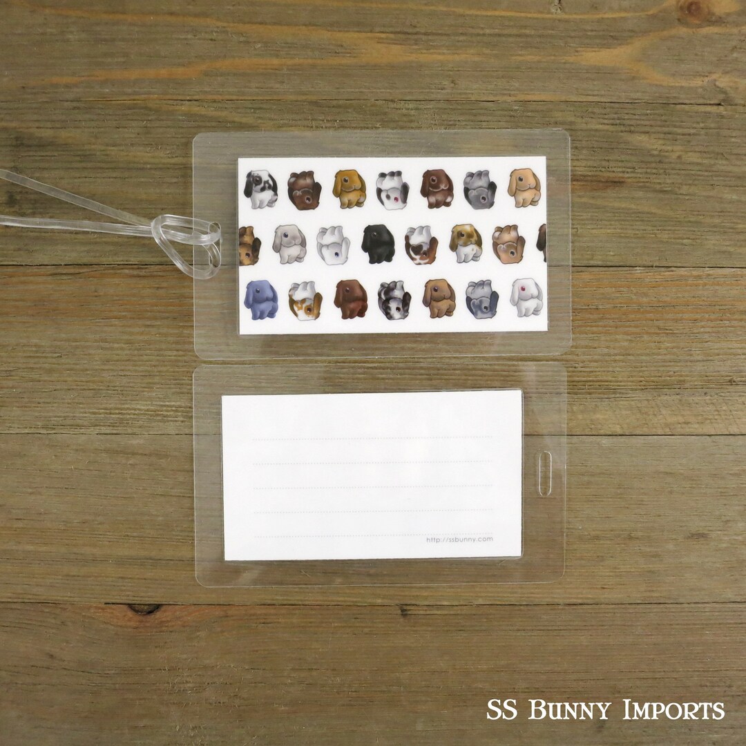 Lop Bunny Pattern Luggage Tag; Rabbit Carrier Tag, Laminated Tag ...