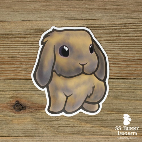 Blue Tort Lop Bunny Sticker Printed Adorable Rabbit Vinyl - Etsy