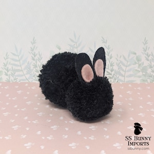 Black Pom Pom Rabbit; Pompom Bunny, Rabbit Gift, Bunny Memorial, Rabbit ...