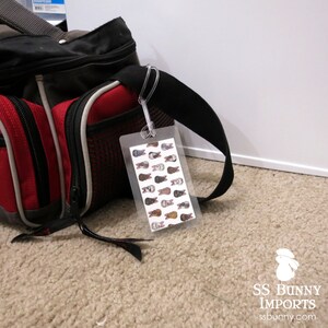 Lop Bunny Pattern Luggage Tag; Rabbit Carrier Tag, Laminated Tag ...