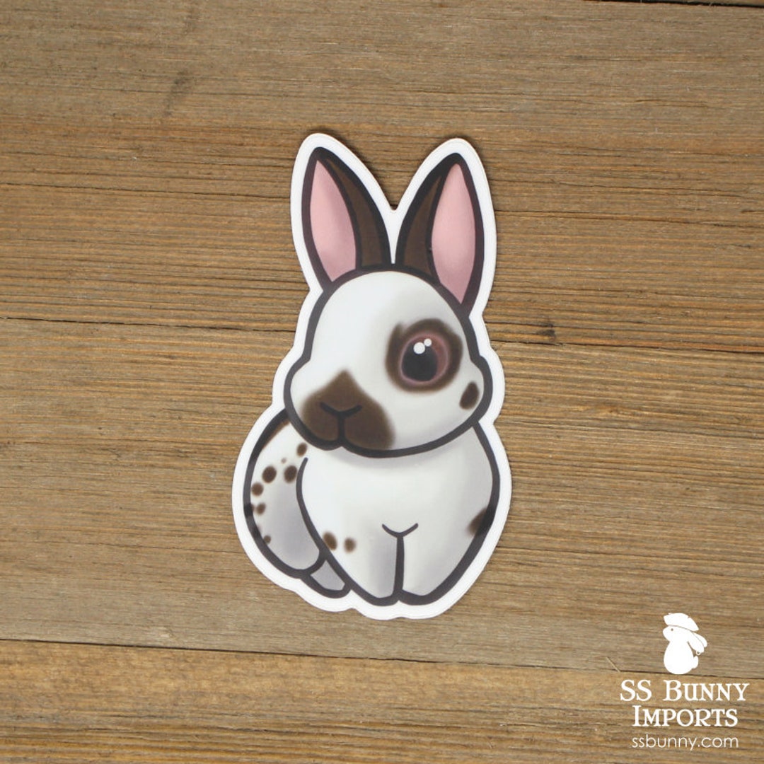 Chocolate English Spot Rabbit Sticker; Cute Brown Bunny Printed Vinyl ...