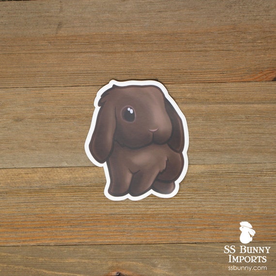 Chocolate lop bunny sticker adorable printed brown lop rabbit | Etsy