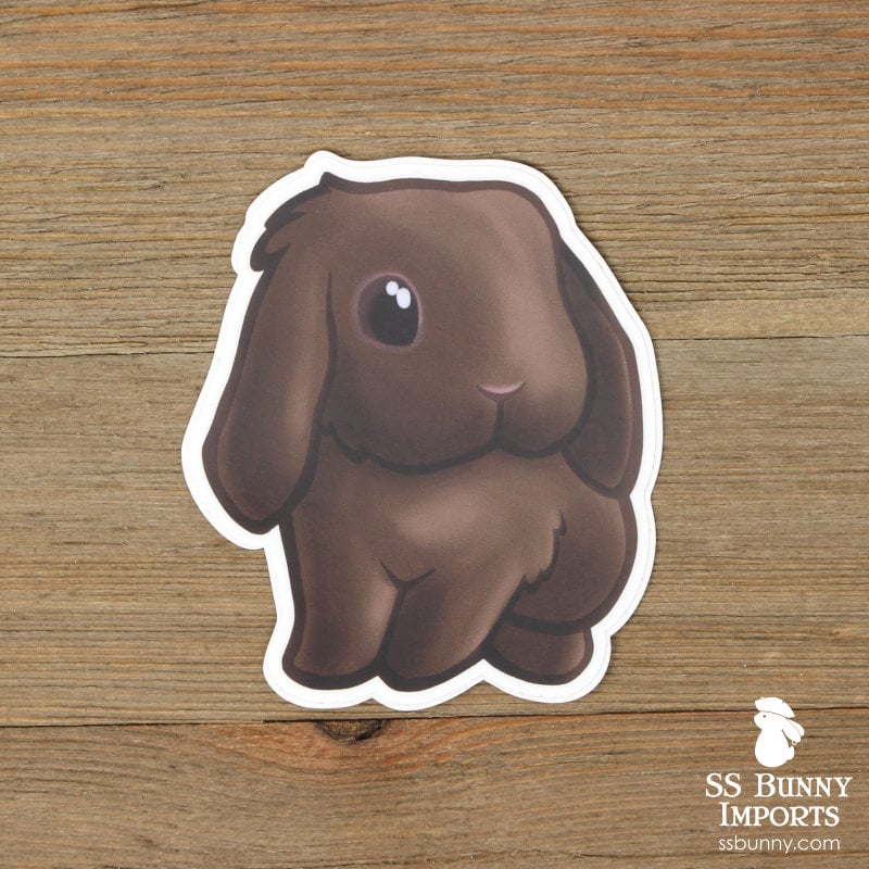 Chocolate Lop Bunny Sticker; Adorable Printed Brown Lop Rabbit Vinyl ...