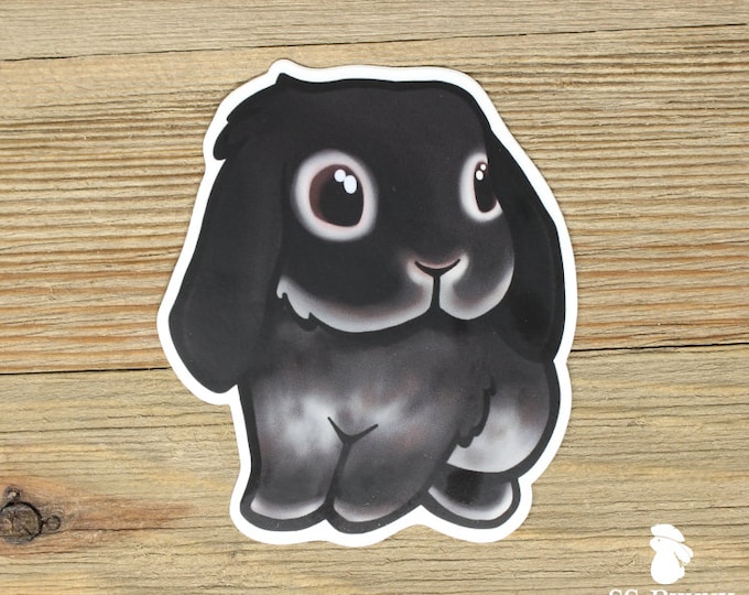 Broken Black Lop Rabbit Sticker Printed Chibi Bunny Vinyl - Etsy