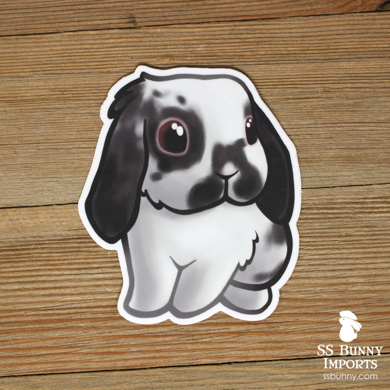 Broken Black Lop Rabbit Sticker Printed Chibi Bunny Vinyl - Etsy