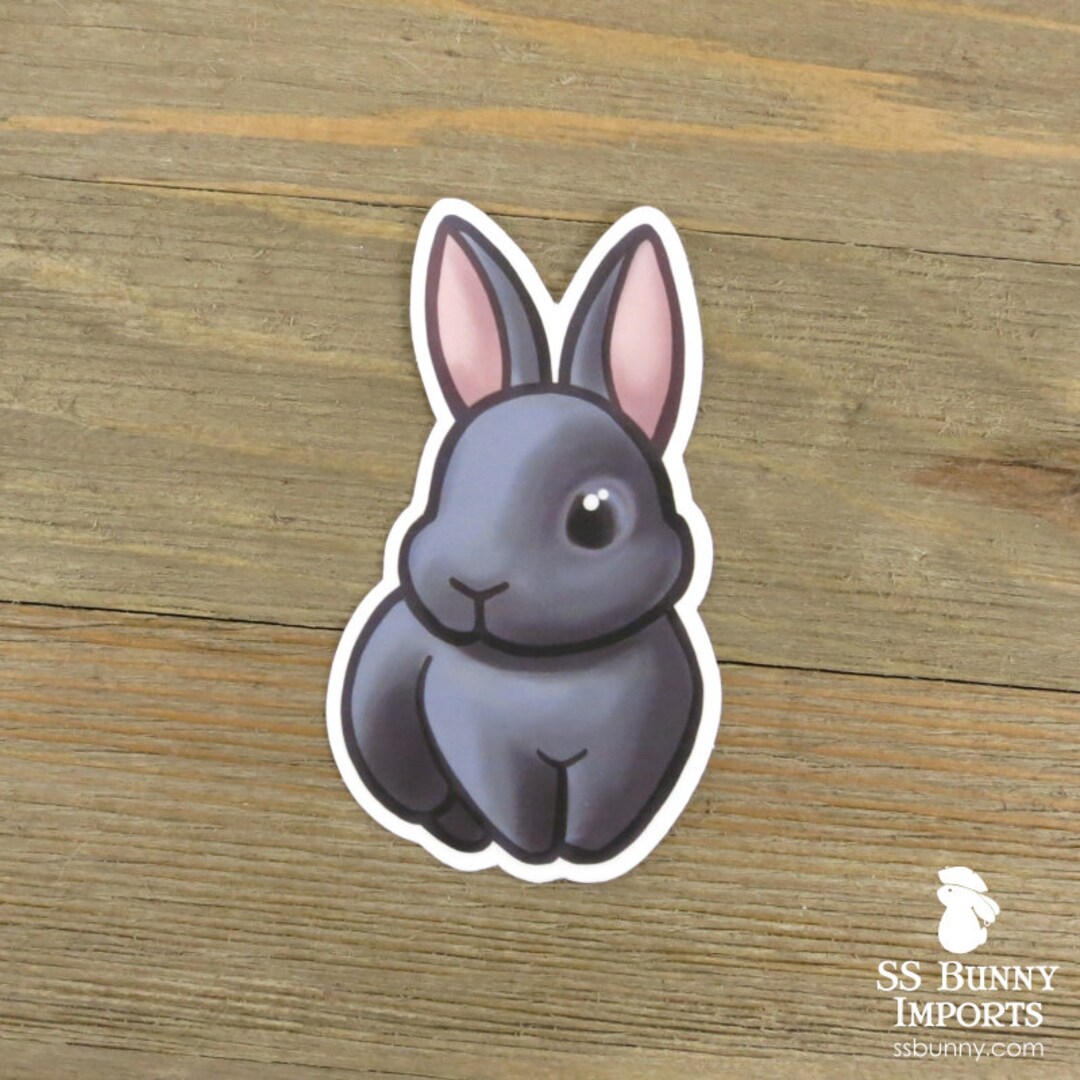 Blue Bunny Sticker; Cute Printed Vinyl Rabbit Sticker, Waterproof ...