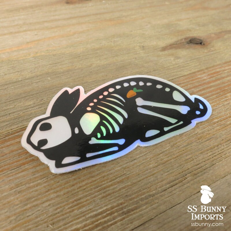 Holographic X-ray Rabbit Sticker With Carrot Bunny Skeleton - Etsy