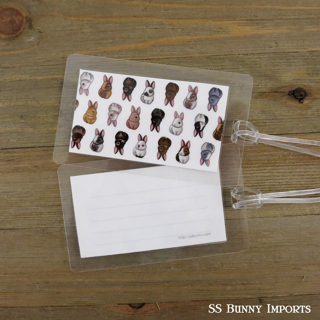 Bunny Pattern Luggage Tag; Rabbit Carrier Tag, Laminated Tag, Stroller ...