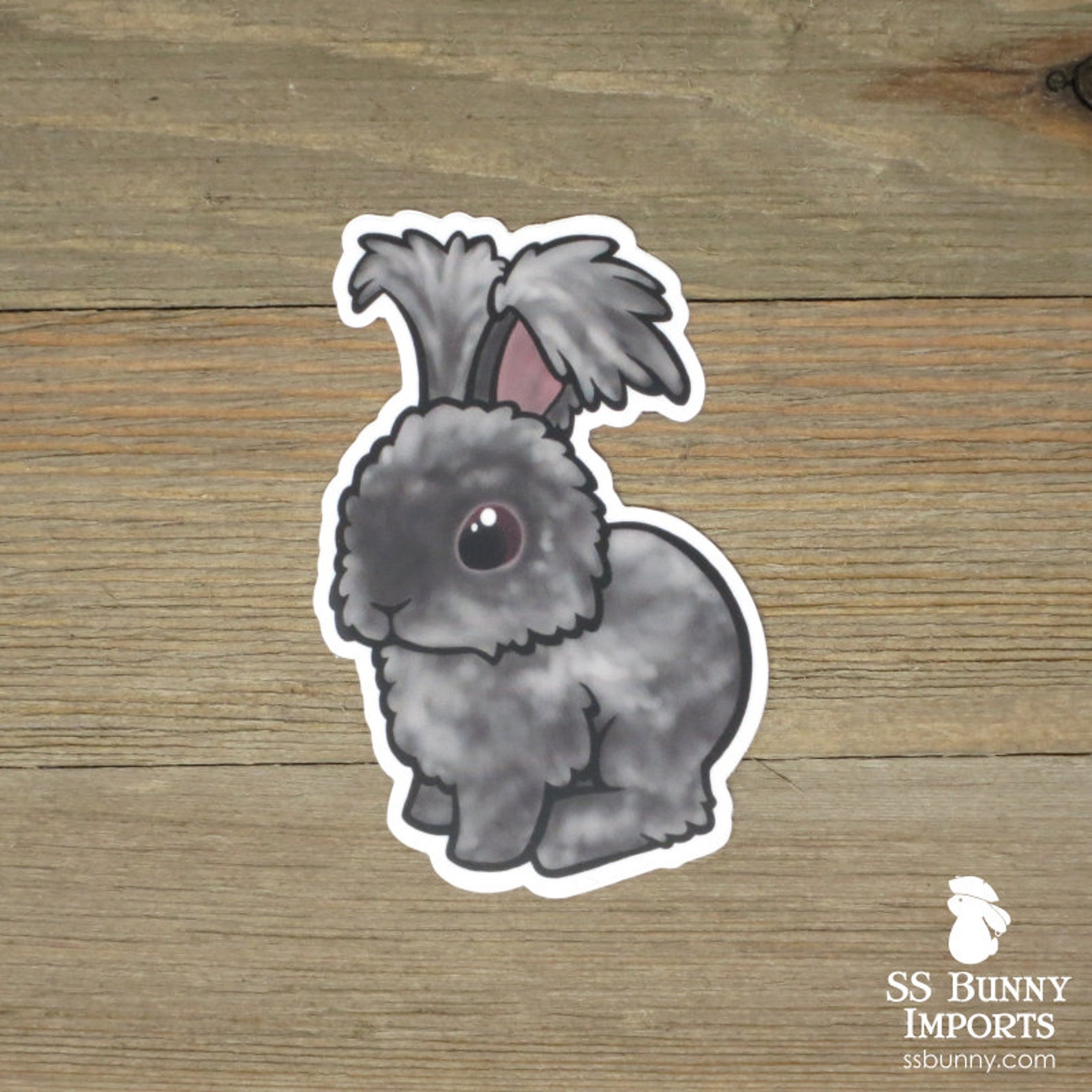 Black puppy-cut angora rabbit sticker angora bunny vinyl | Etsy