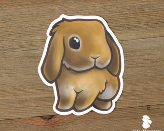 Broken Chocolate Lop Rabbit Sticker Printed Brown Bunny Vinyl | Etsy