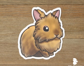 Black Tort Lionhead Rabbit Sticker Cute Lionhead Bunny | Etsy