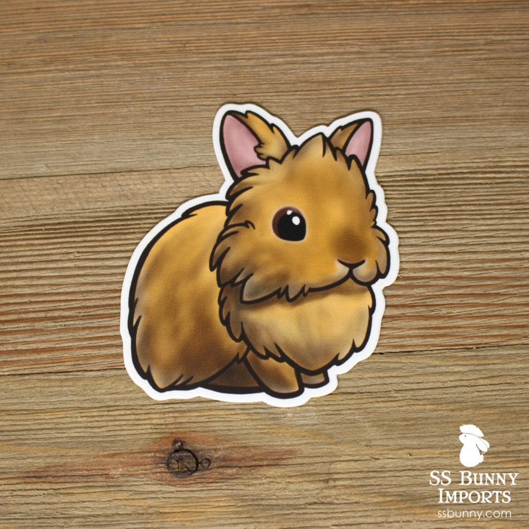 Orange Lionhead Rabbit Sticker; Cute Lionhead Bunny Sticker, Waterproof ...