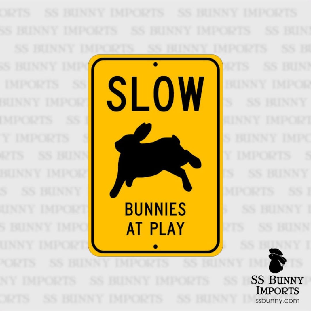 Slow, Bunnies at Play; Pet Rabbit Novelty Sign, Pet Bunny Sign, Funny ...