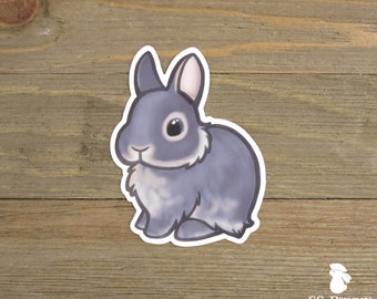 Agouti Netherland Dwarf bunny sticker printed chibi rabbit