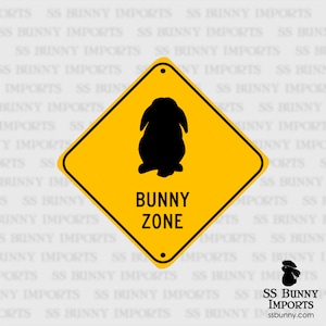 Lop Bunny Zone; Pet Rabbit Sign, Aluminum, 6", Glossy Black on Caution ...