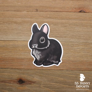 Black Silver Marten Dwarf Rabbit Sticker; Black Dwarf Bunny Car Sticker ...