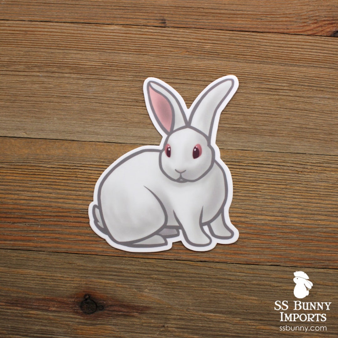 REW New Zealand Rabbit Sticker, White New Zealand Bunny Sticker, White ...
