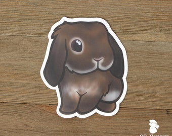 Broken Chocolate Lop Rabbit Sticker Printed Brown Bunny Vinyl - Etsy