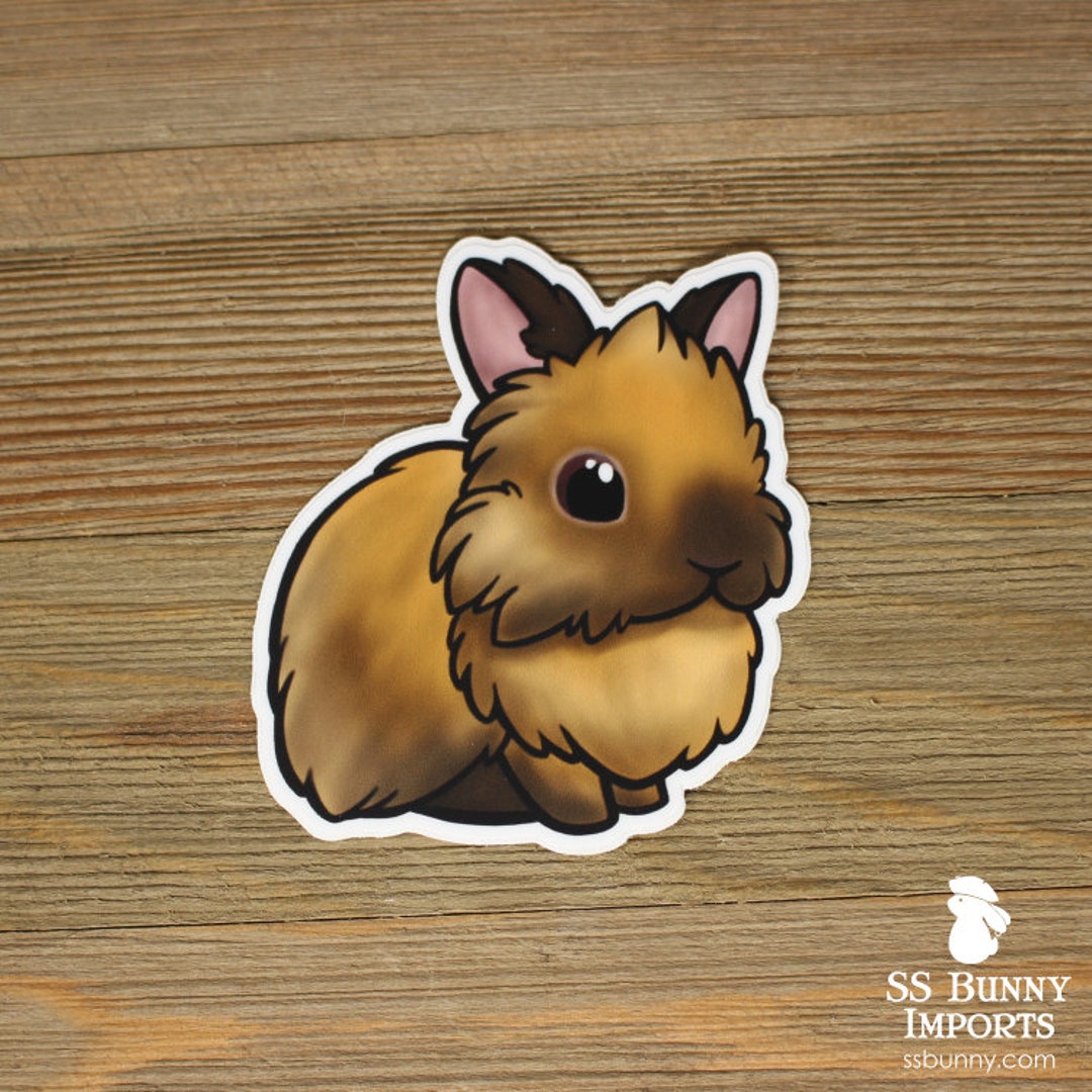 Chocolate Tort Lionhead Rabbit Sticker; Cute Brown Rabbit Sticker ...