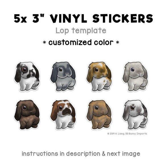Custom 5x lop rabbit vinyl stickers chibi lop bunny picture | Etsy