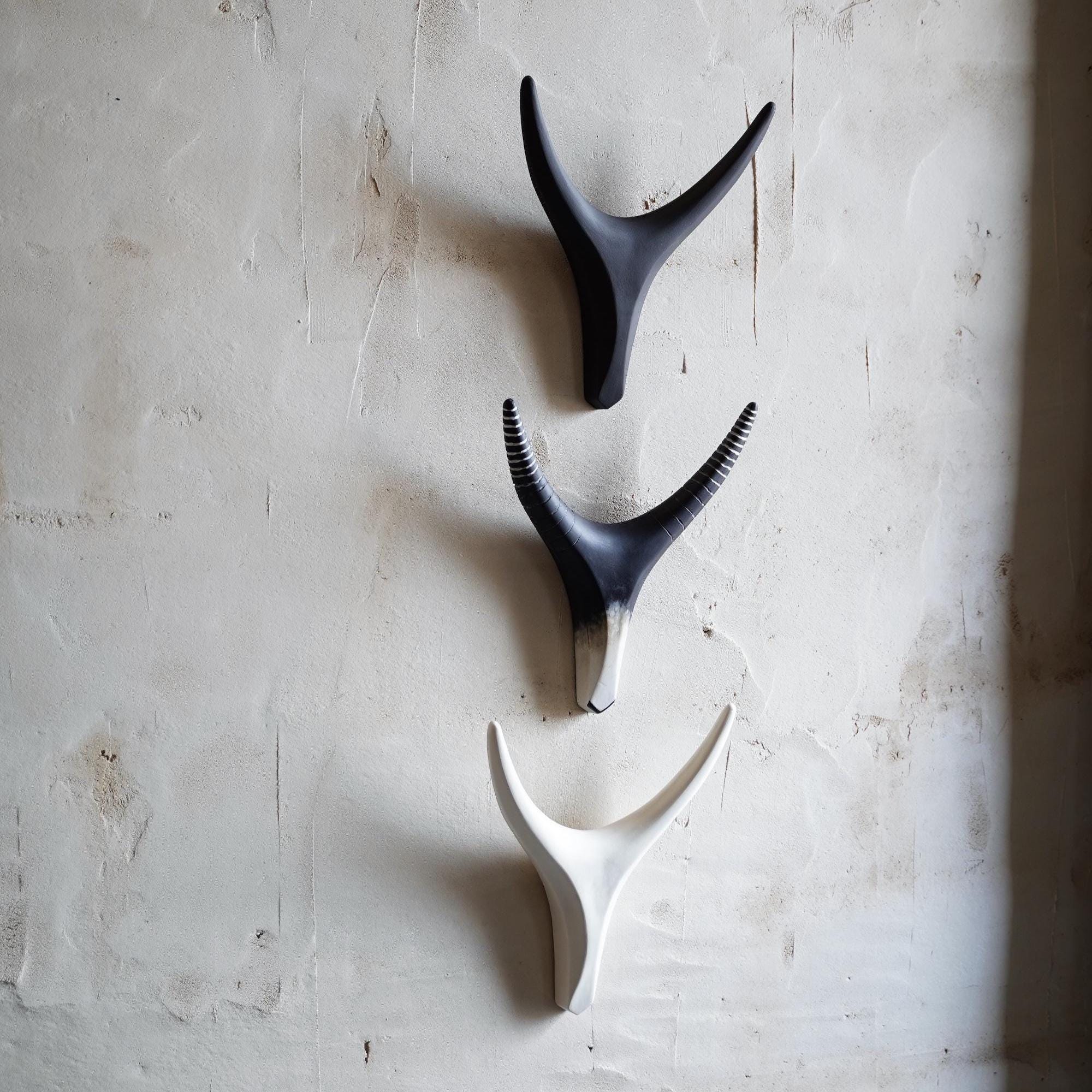Ceramic Antler Wall Sculpture Set – Minimalist Gallery Art for Nature ...