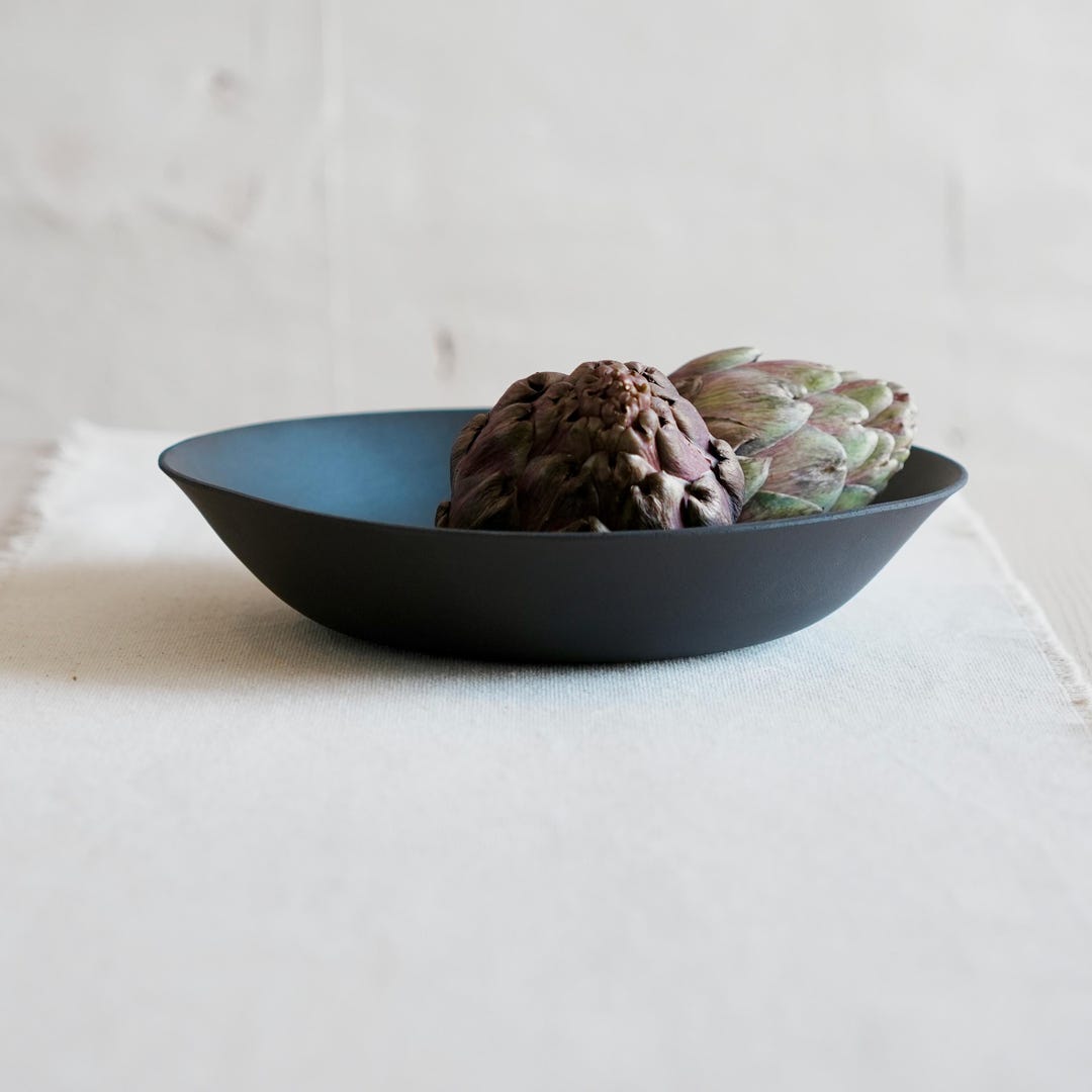Handmade Black Ceramic Fruit Bowl- 10” Rustic Stoneware Serving Dish - Etsy
