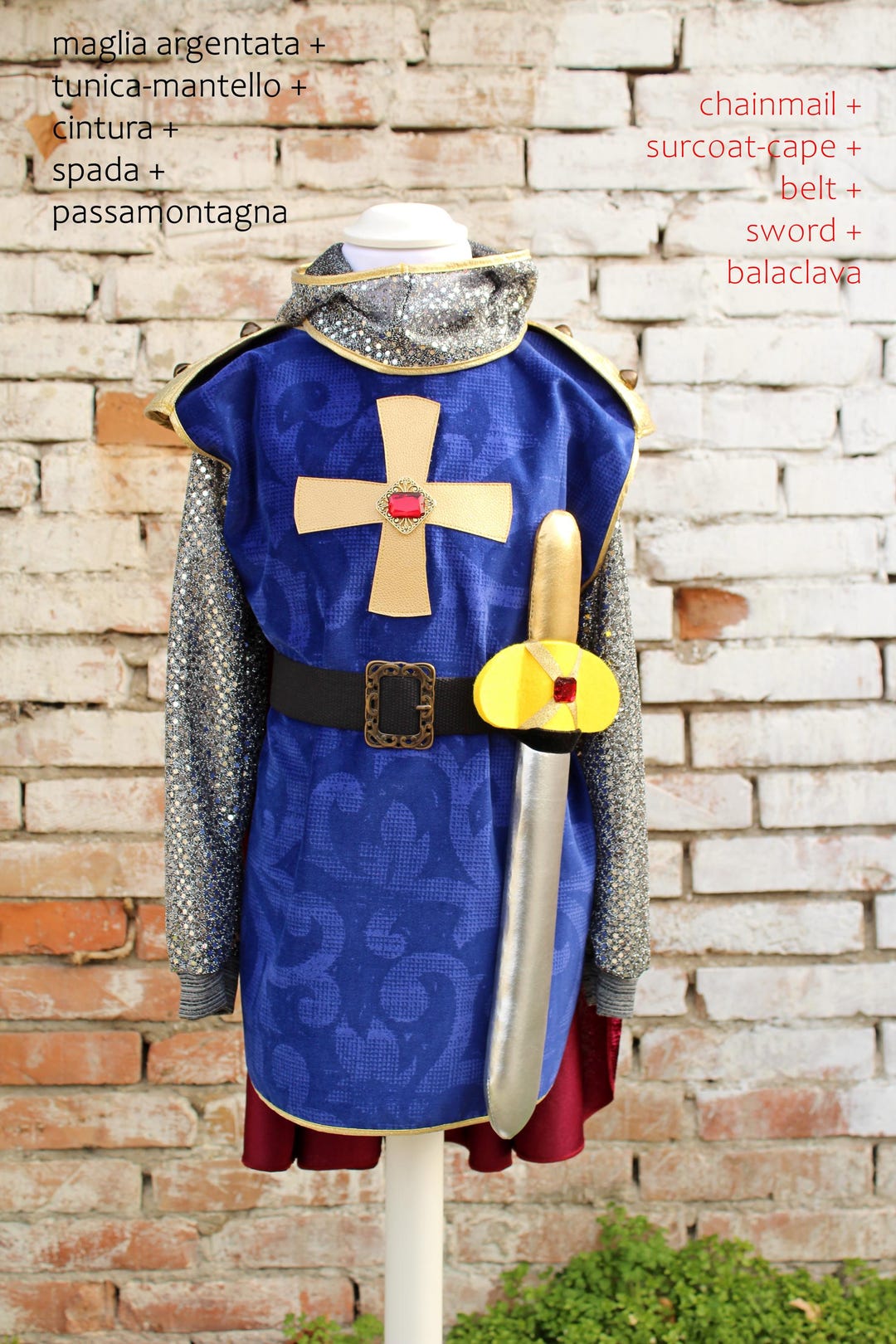 Knight Costume for Kids, Knight Outfit With: Chainmail, Tunic and Cape ...