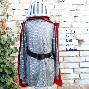 Child Knight Costume, Kid Chainmail With Cape, Helmet or Balaclava ...