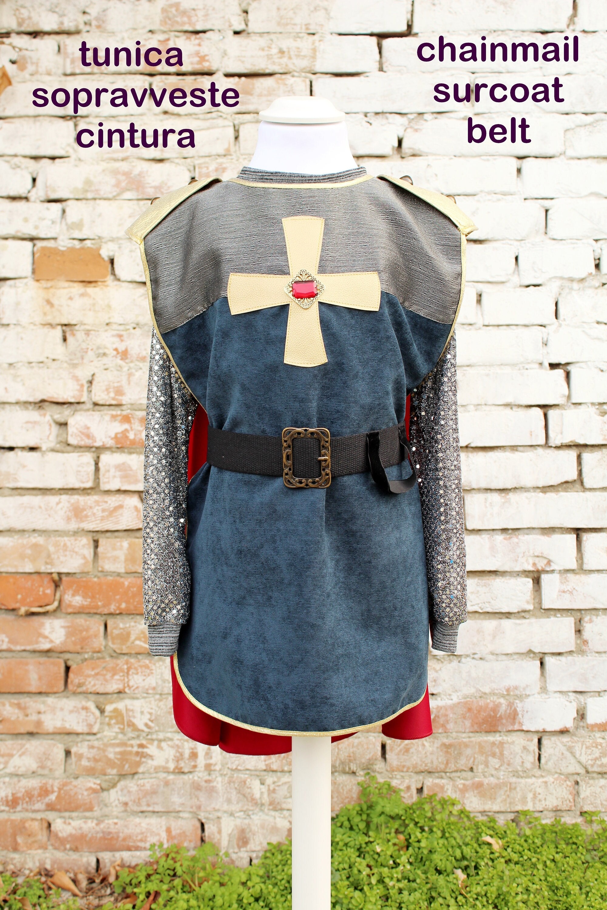 Kids Knight Costume: Knight Chainmail, Surcoat and Cape All in One With ...