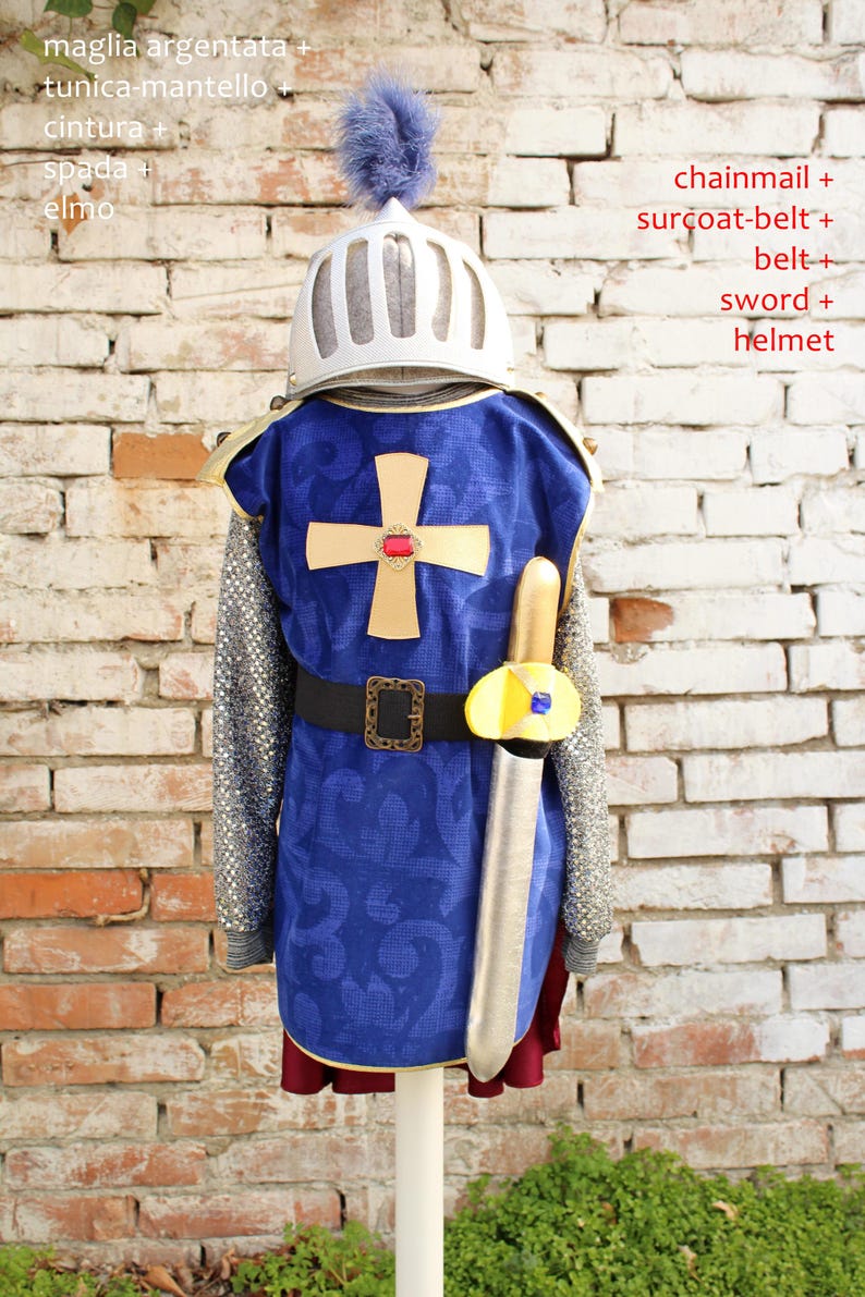Knight Outfit for Kids: Knight Chainmail, Surcoat and Cape All in One ...