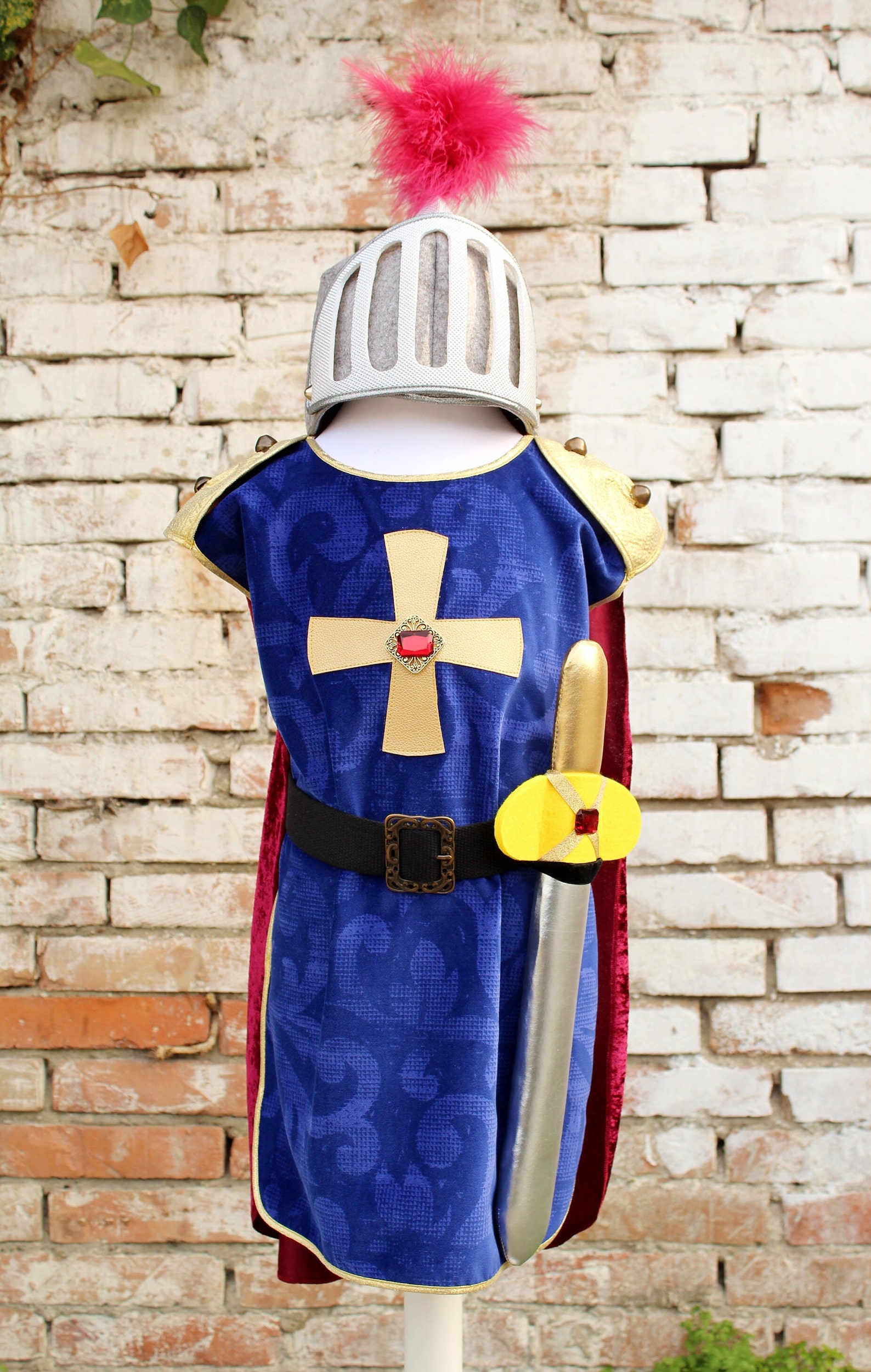 Knight Costume for Kids, Knight Tunic and Cape All in One, With Belt ...