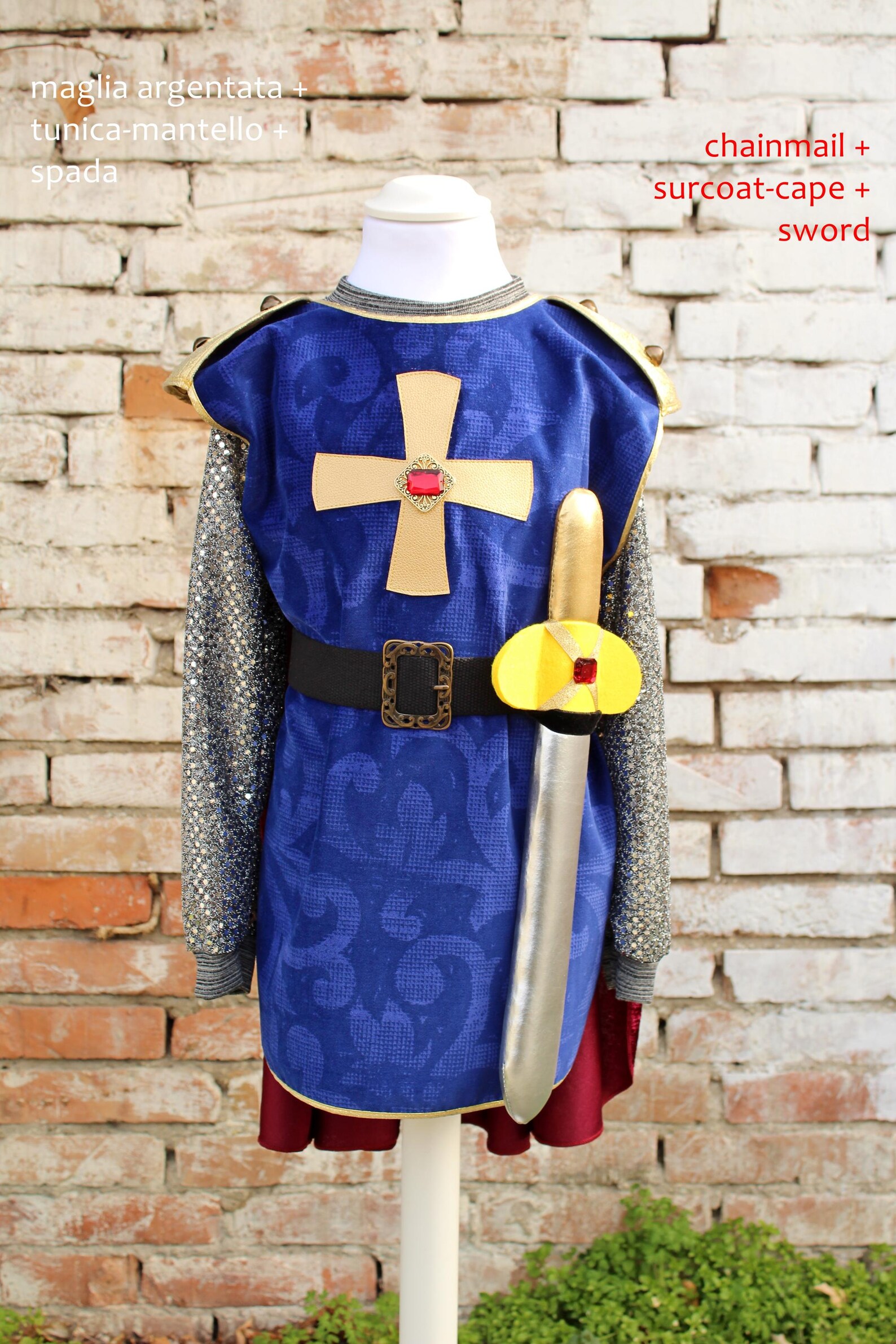 Knight Outfit for Kids: Knight Chainmail, Surcoat and Cape All in One ...
