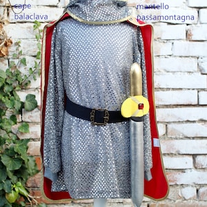 Child Knight Costume, Kid Chainmail With Cape, Helmet or Balaclava ...