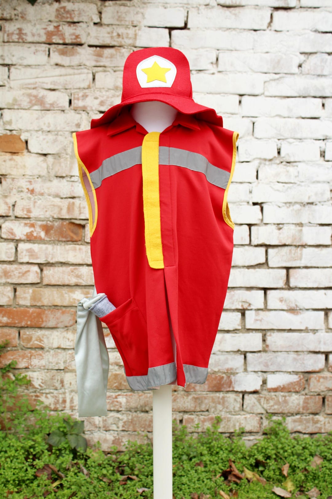 Kids Fireman Costume With Vest With Hydrant and Felt Hat, Kids Toddler ...