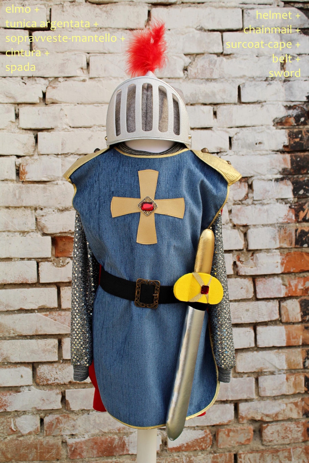 Knight Outfit for Kids: Knight Chainmail, Surcoat and Cape All in One ...