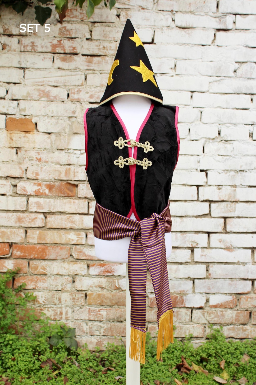 Wizard Costume for Kids With Vest, Sash, Cone Hat and Magic Wand; Kids ...