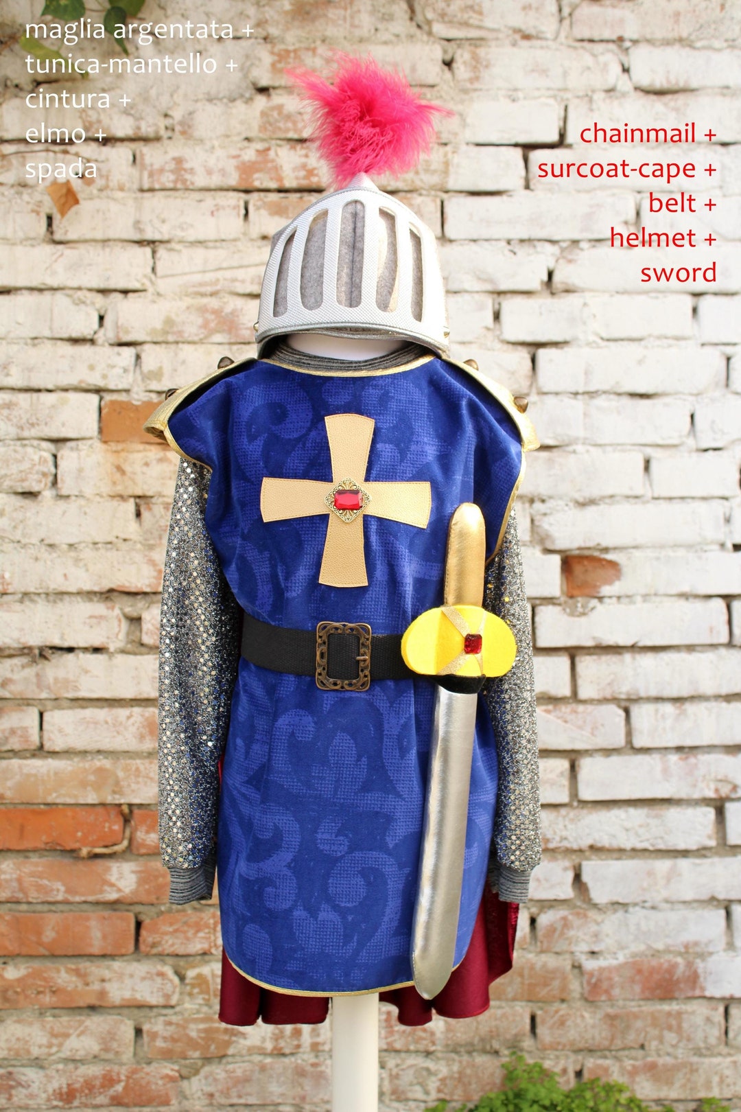 Knight Outfit for Kids: Knight Chainmail, Surcoat and Cape All in One ...