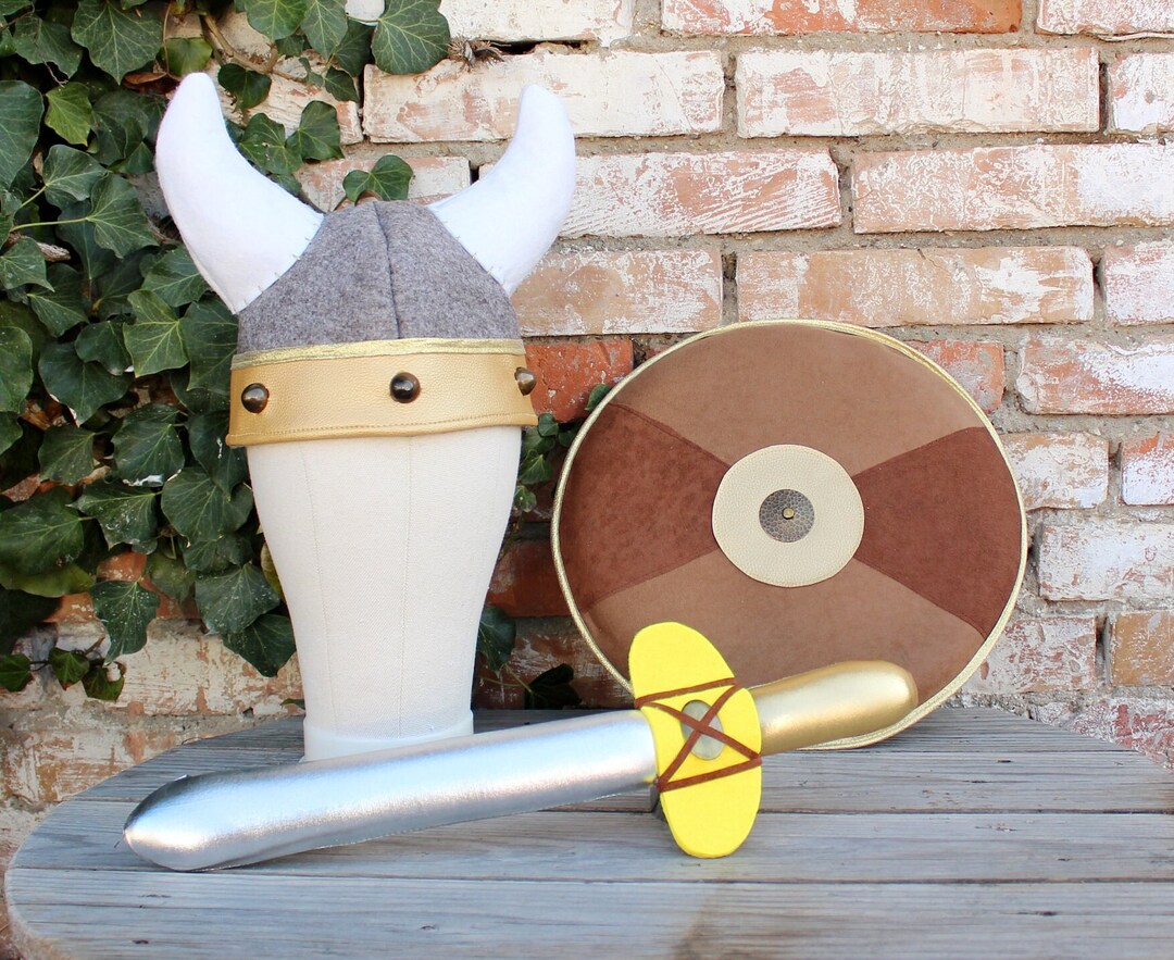 Kids Viking Costume With Sword, Shield and Helmet, Kids Viking Set ...