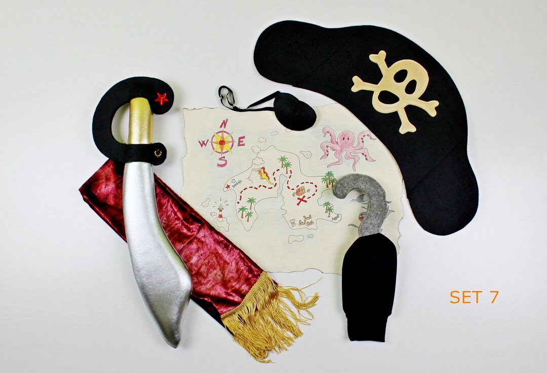 Pirate Set for Kids With Pirate Hat, Foam Sword, Satin Sash, Eye Patch ...