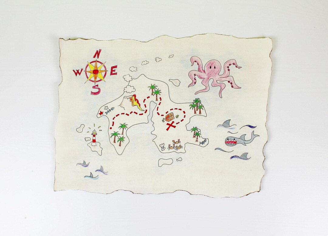 Pirate Treasure Map for Kids, Pirate Pretend Play, Kids Pirate Costume ...